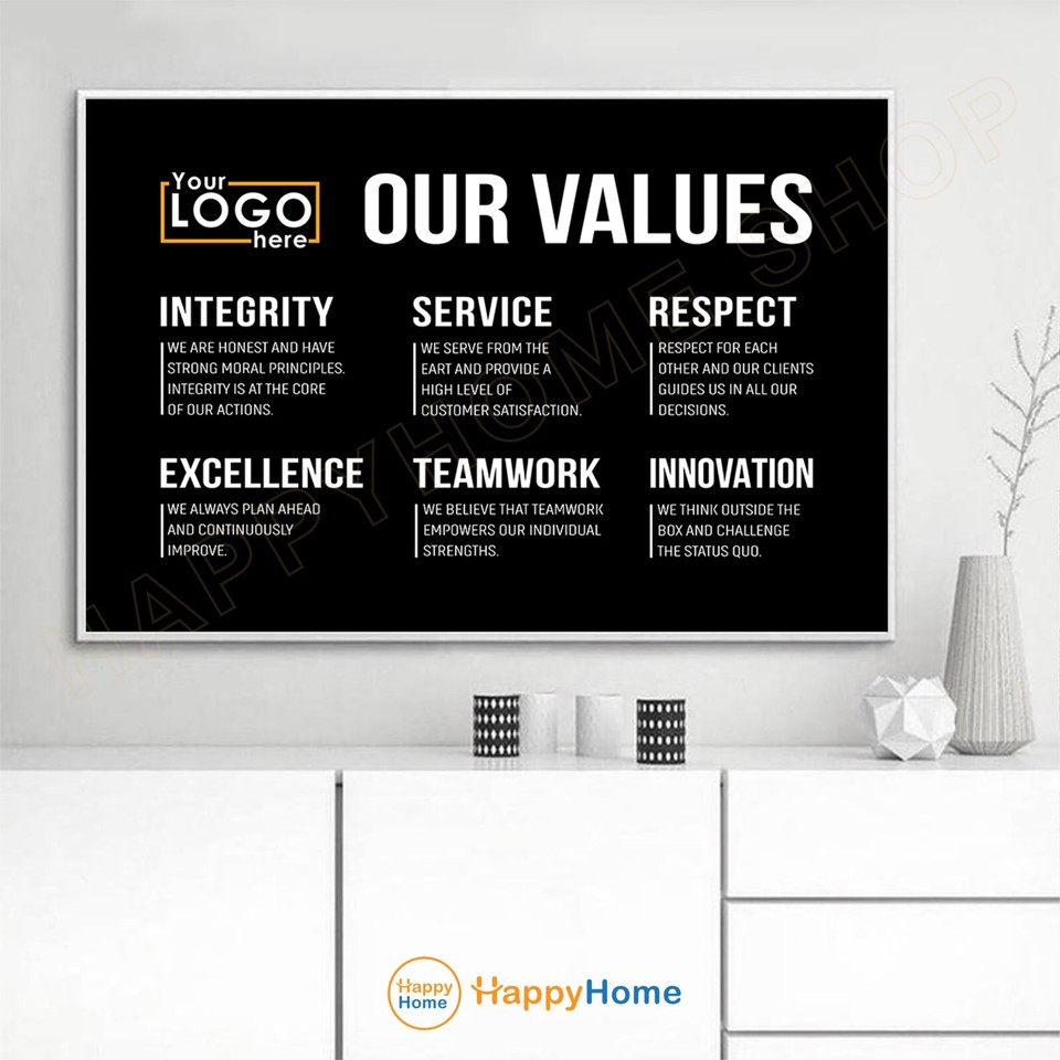 Personalized Company Core Values Wall Art Our Values Business Office ...