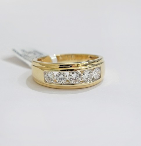 14k Yellow Gold 1CT Diamond Mens Ring Band Natural Diamonds Wedding ...
