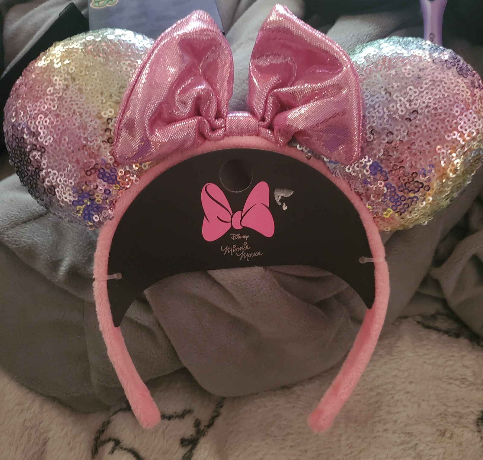 Disney Primark Ears Sequin Minnie Mouse Headband Pastel Rainbow pink ...