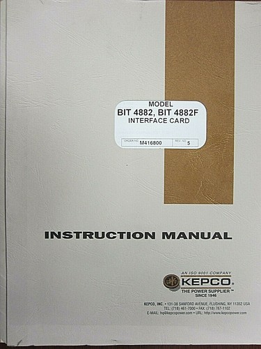 Kepco BIT 4882, 4882F Digital Interface Card Instruction Manual 243-0849 | eBay