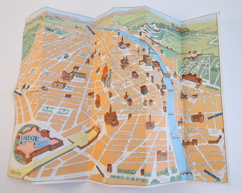 Firenze Travel Map Fold Out Disegno Original Calvino Vintage Souvenir ...