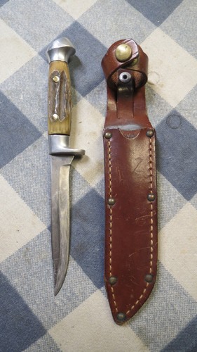 Vintage Stag Handle Soligen Germany ROMO w/ Arrow Fixed Blade Knife 4. ...