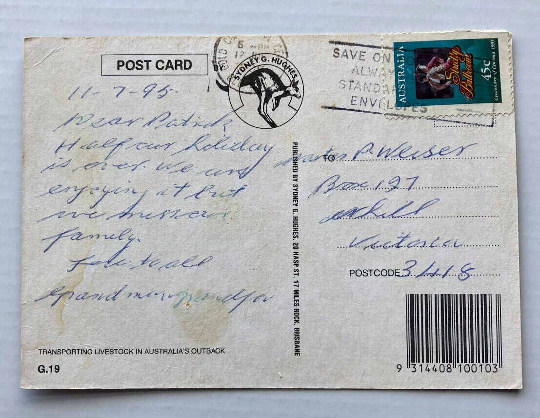 Vintage Postcards - Australia - Transporting Livestock in Australia's ...