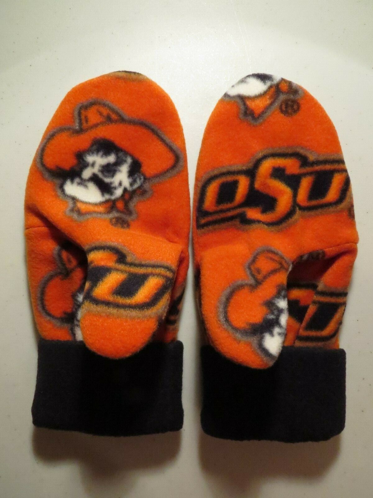 OKLAHOMA COWBOYS womens MITTENS FLEECE HANDCRAFTED OSU PISTOL PETE OK ...