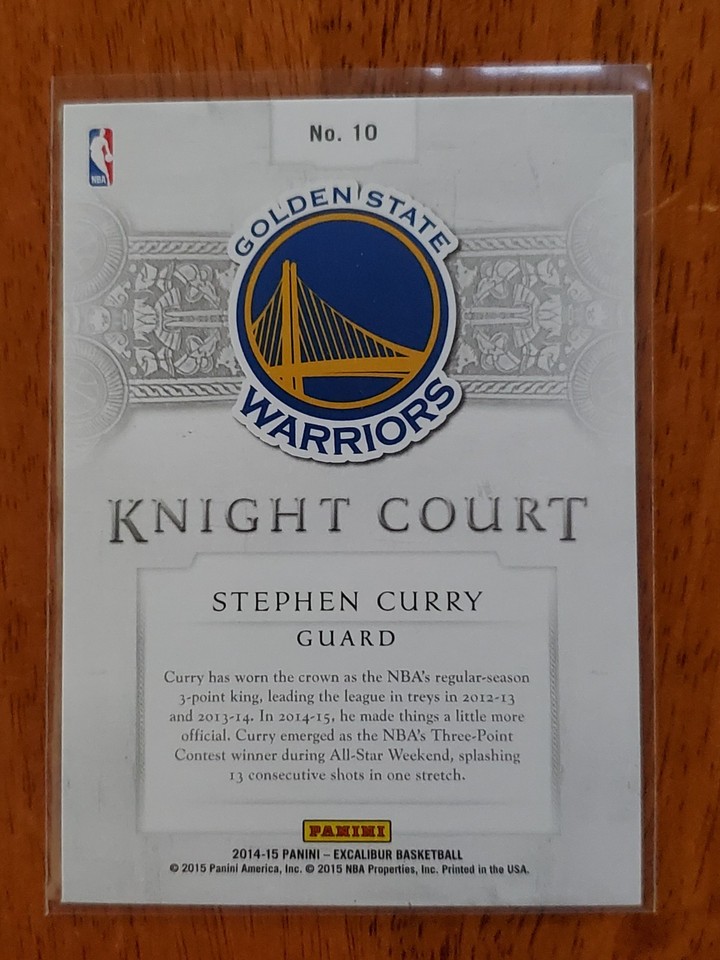 2014-15 PANINI EXCALIBUR STEPHEN CURRY (KNIGHT COURT) #10 GOLDEN STATE ...