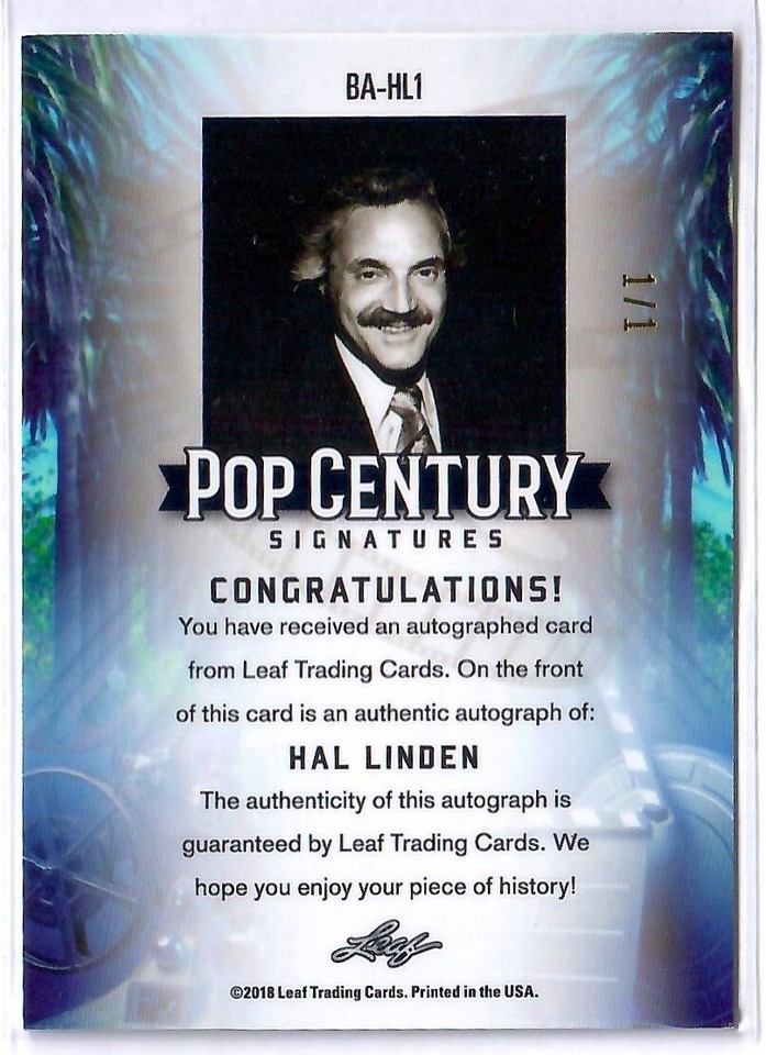 2018 Leaf Pop Century Signatures Hal Linden GOLD Auto Autograph #1/1 | eBay