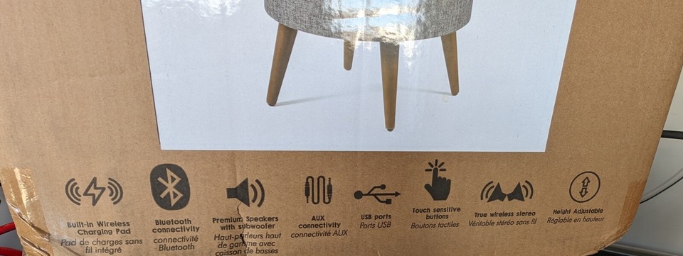 KOBLE Zain Side Table Wireless Charging Pad 360 Speaker Subwoofer KB ...