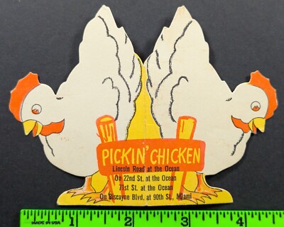 Vintage Pickin Chicken Diecut Menu Miami Florida (Creasing on Foot) | eBay