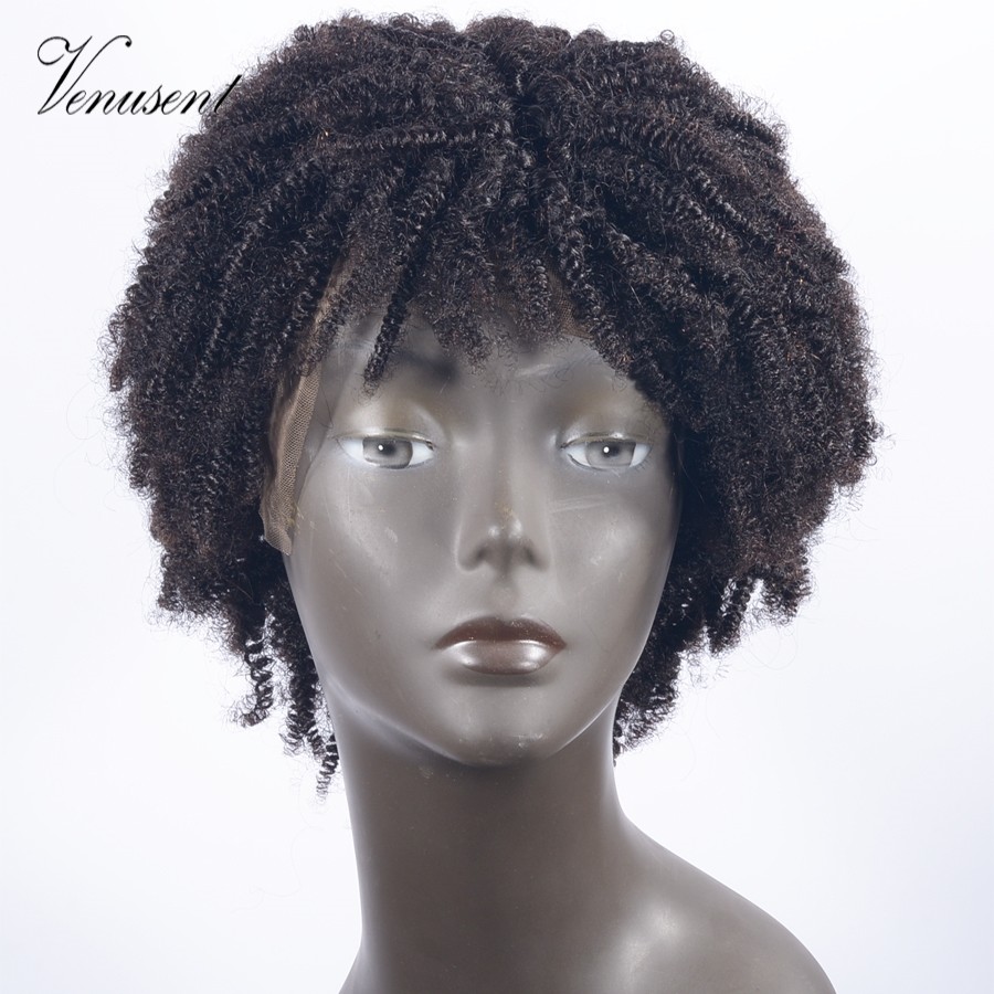 Afro Kinky Culy Human Hair Wig Bob Virgin Mongolian Lace Front Wig ...