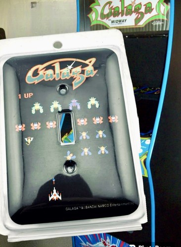 VTG GALAGA ARCADE LIGHT-SWITCH COVER•3.5”x 5” W/HARDWARE BANDAI NAMCO ...