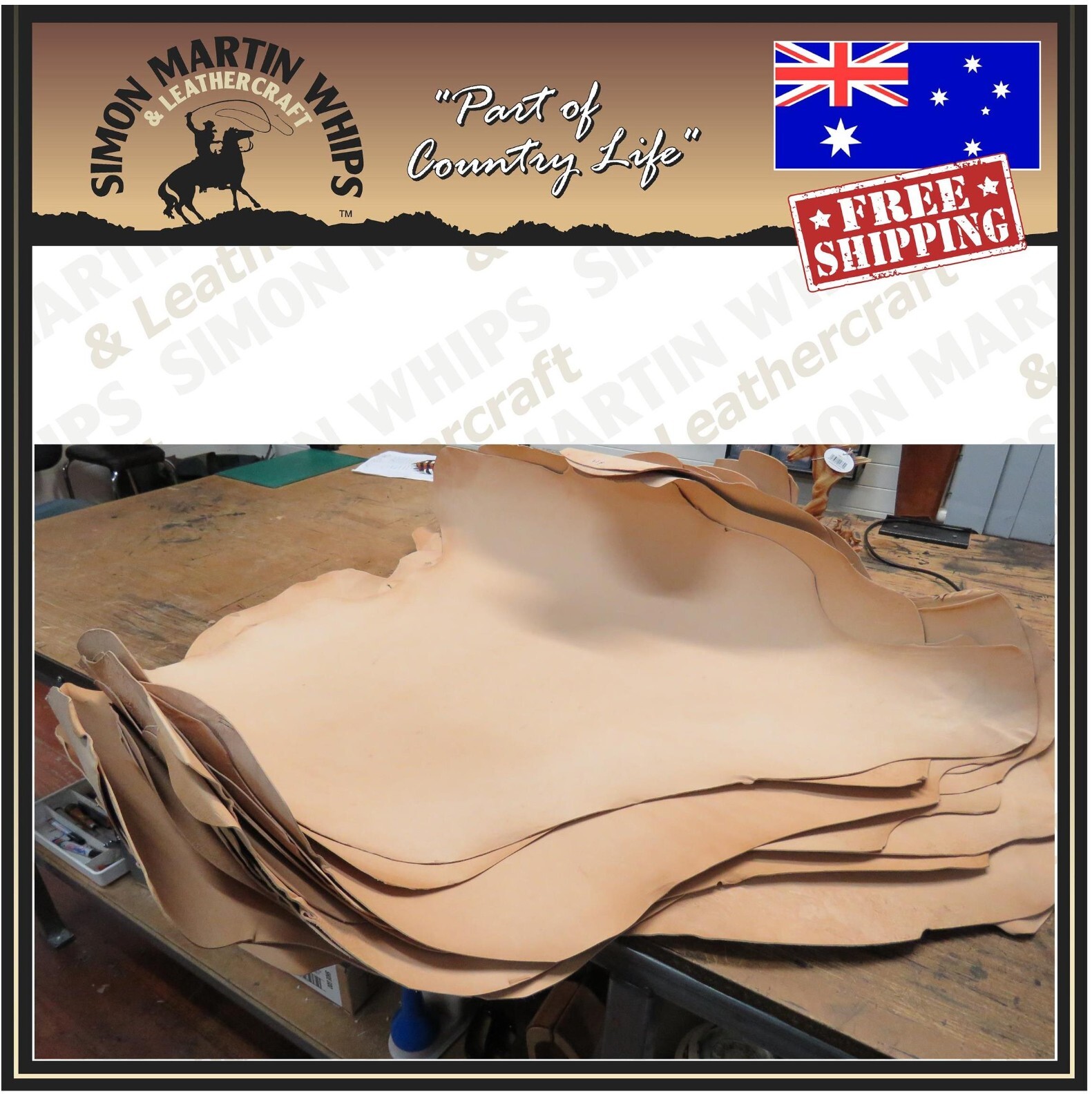 NATURAL Color VEG TANNED Kangaroo leather skin hide for plaiting whip ...