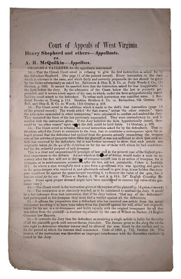 1867 Broadside, Berkeley Contea West Virginia, Shepherd Vs Un R ...