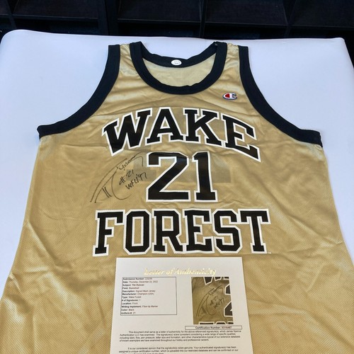 Tim Duncan Pre Rookie Signed Authentic Wake Forest Demon Deacons Jersey ...