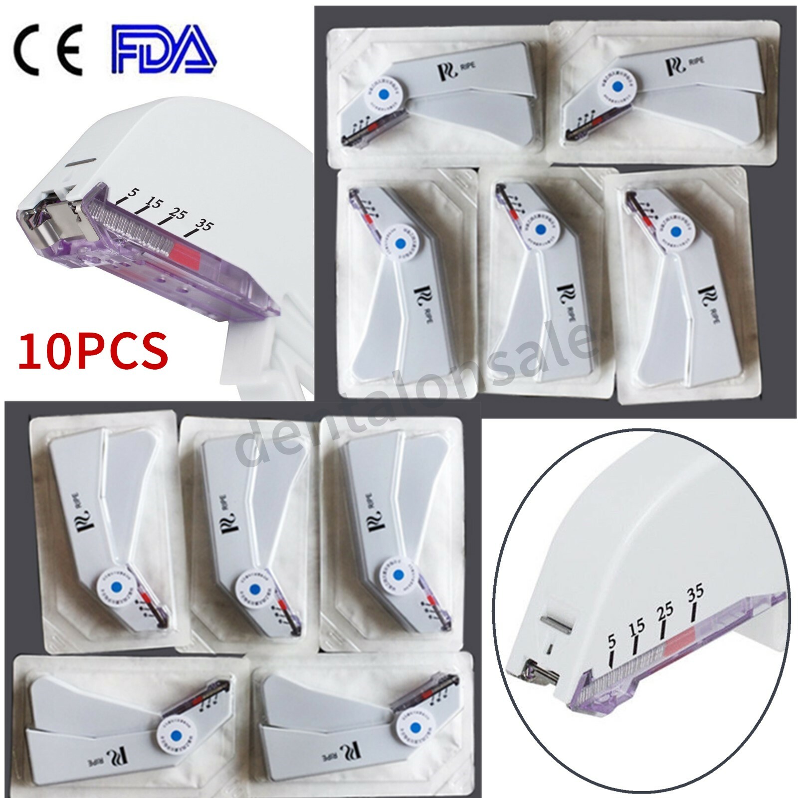 10PCS FDA Single Use 35W Skin Stapler Skin Surgical Sterile with 35 ...