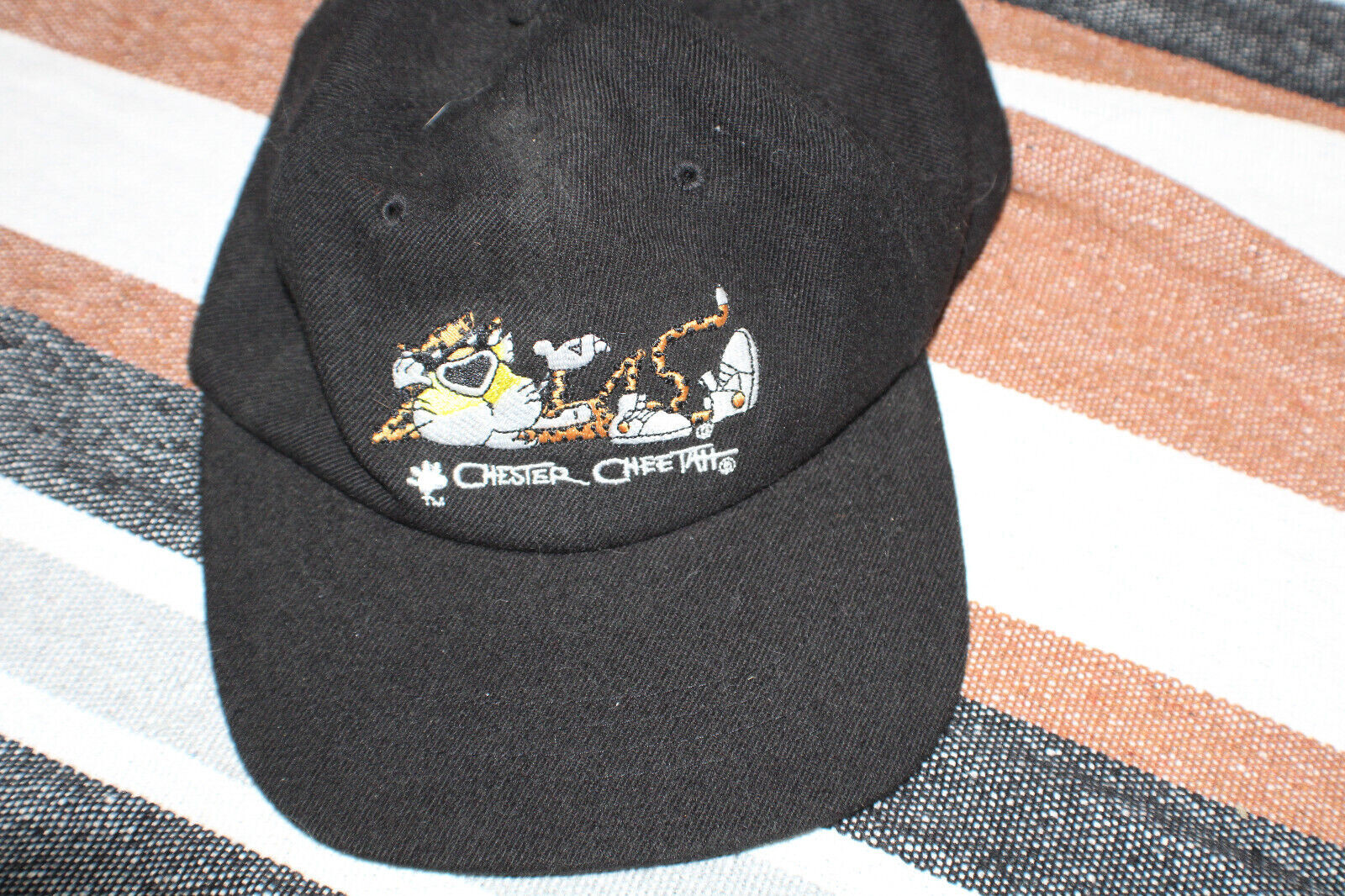 Vintage Chester Cheetah Cheetos Black Snapback Hat Pl… - Gem