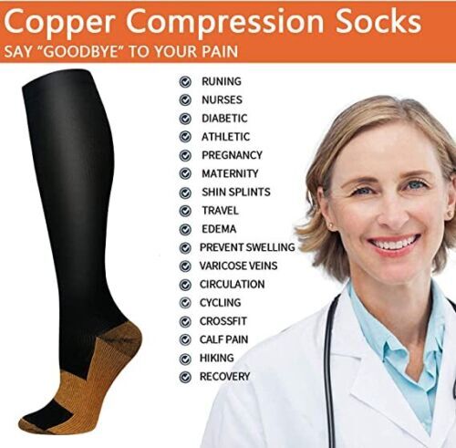 Copper Compression Sock Knee High 20-30mmHg Energy Support Recover Wholesale US | eBay