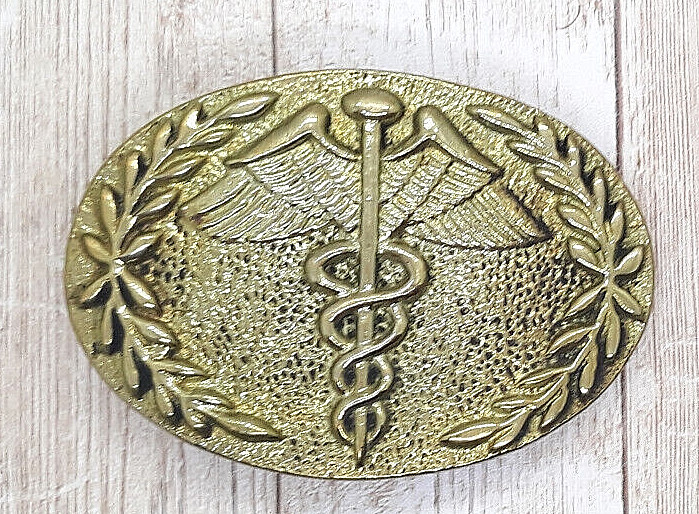 Solid Brass 70s Caduceus Medical Vintage Belt Buckle … - Gem