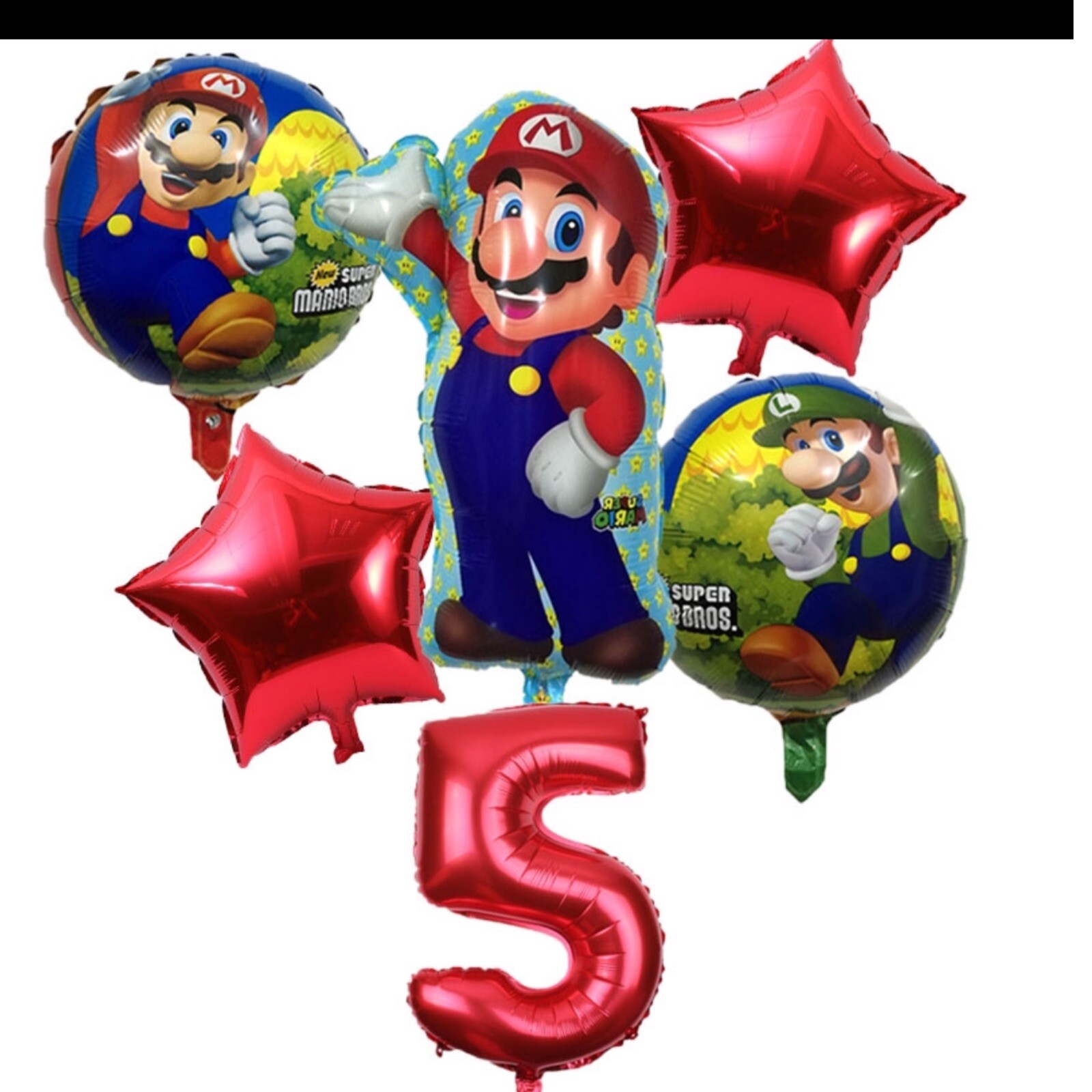 Mario Bros Brothers Balloons 5 Year Birthday Gaming Helium Balloon ...