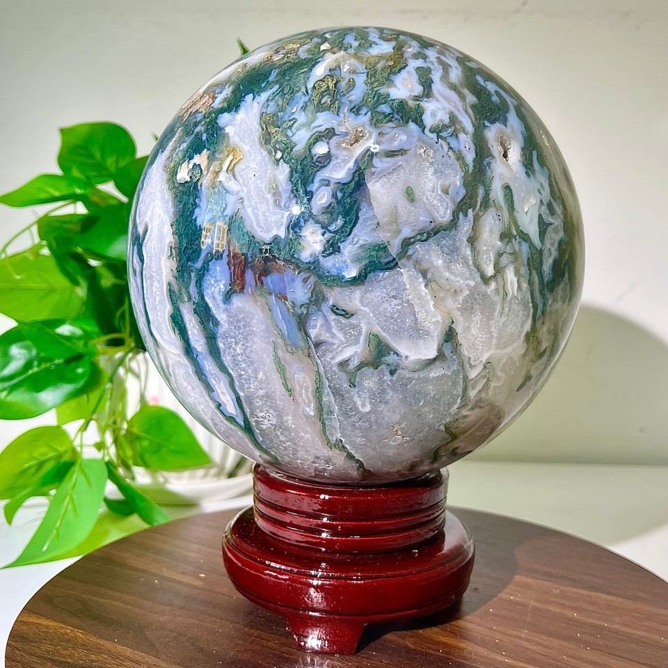 21.07LB High quality water grass moss agate ball home decoration | eBay