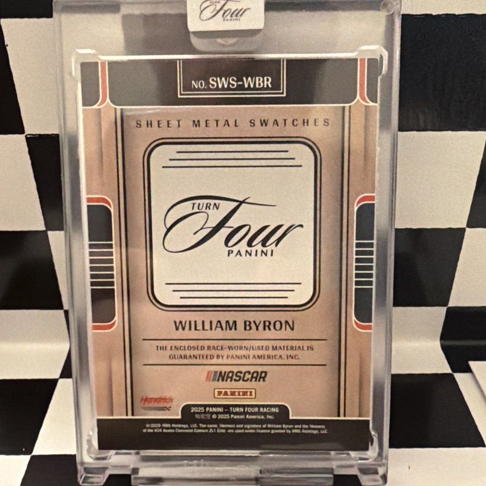 William Byron 2025 Panini Turn Four NASCAR Race-Used Sheet Metal ...