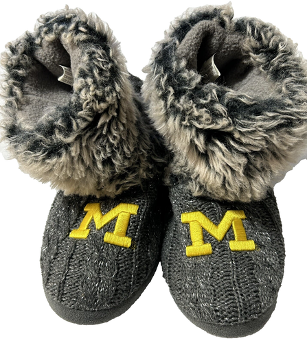 University Of Michigan Wolverines Women's Fur Top Booties Slipper Gray ...
