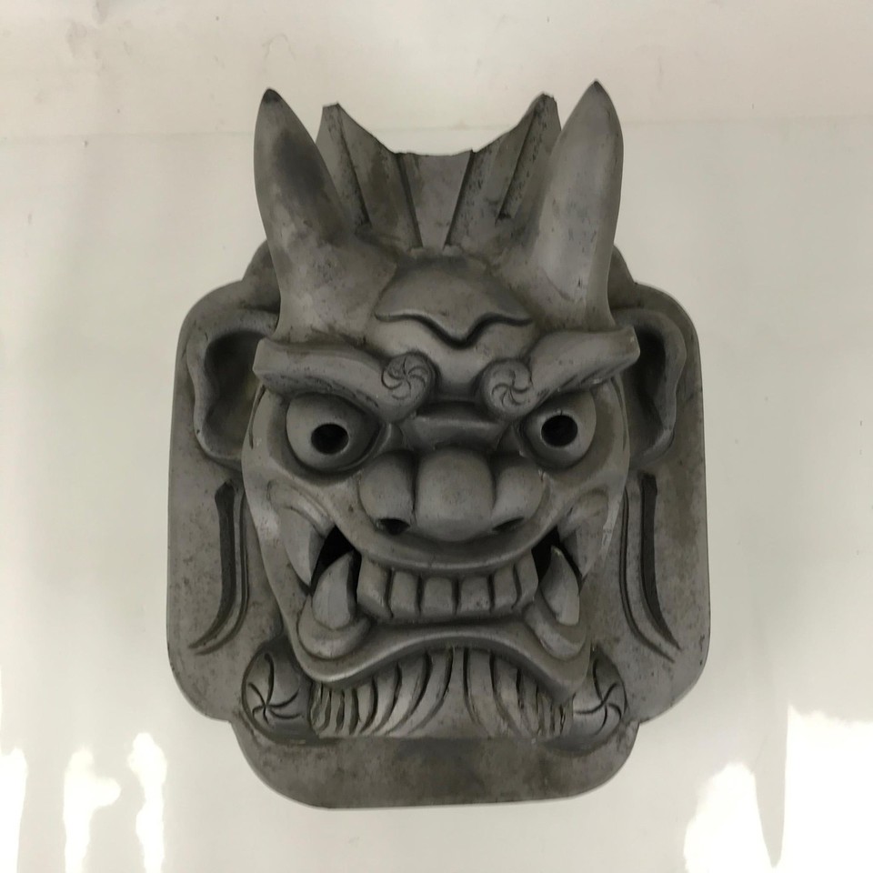 Japanese Clay Oni Demon Kawara Roof Tile Statue Ridge-End Onigawara ...