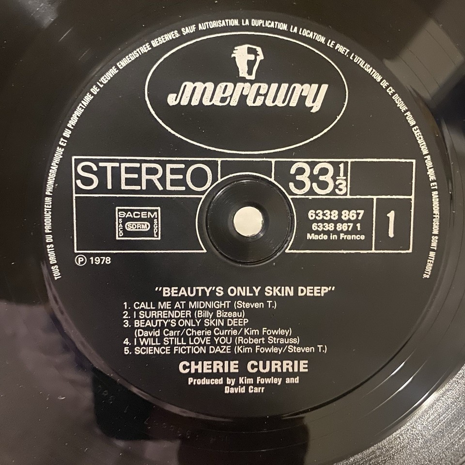 CHERIE CURRIE Beauty’s Only Skin Deep - 1978 1st Press French Mercury ...