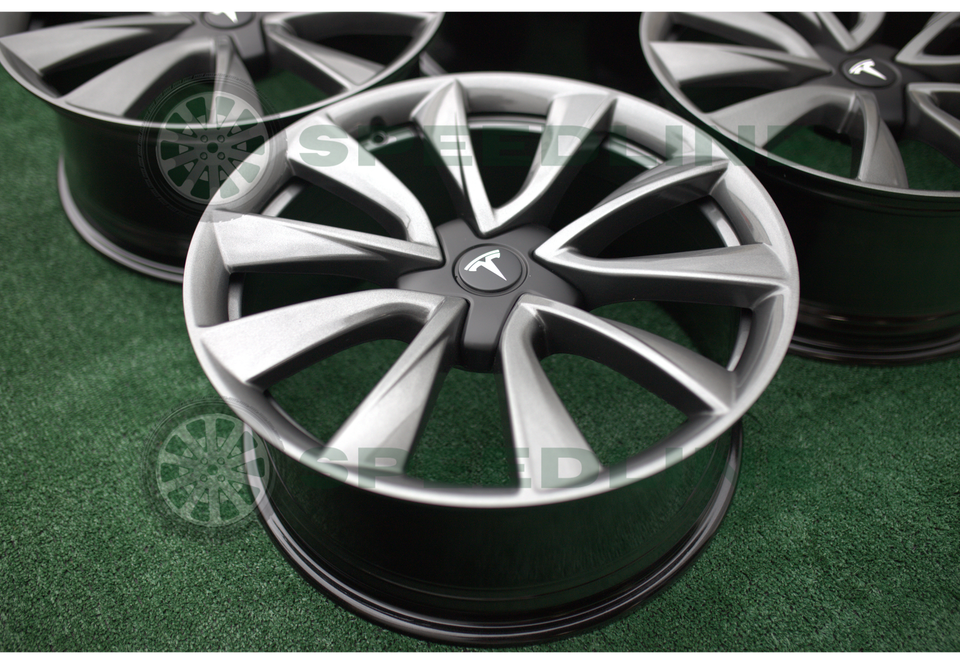 Tesla Model 3 Wheels 19" 19 INCH Rims Wheel Gunmetal Grey Stiletto 2017 ...