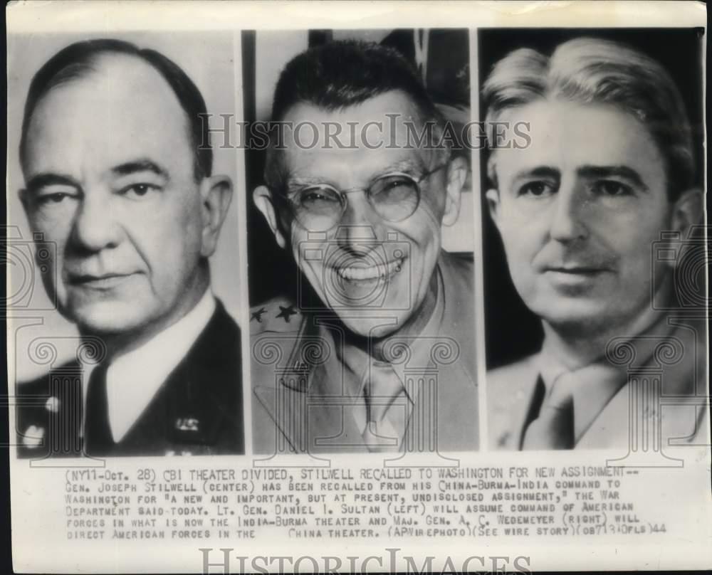 1944 Press Photo US soldiers Joseph Stilwell, Daniel I. Sultan & A. C ...