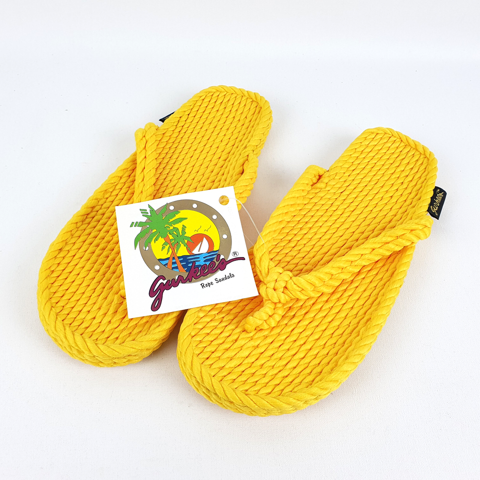 Gurkee Rope Flip Flop Classic Tobago Thong UK 5 Yellow Made In Mexico ...