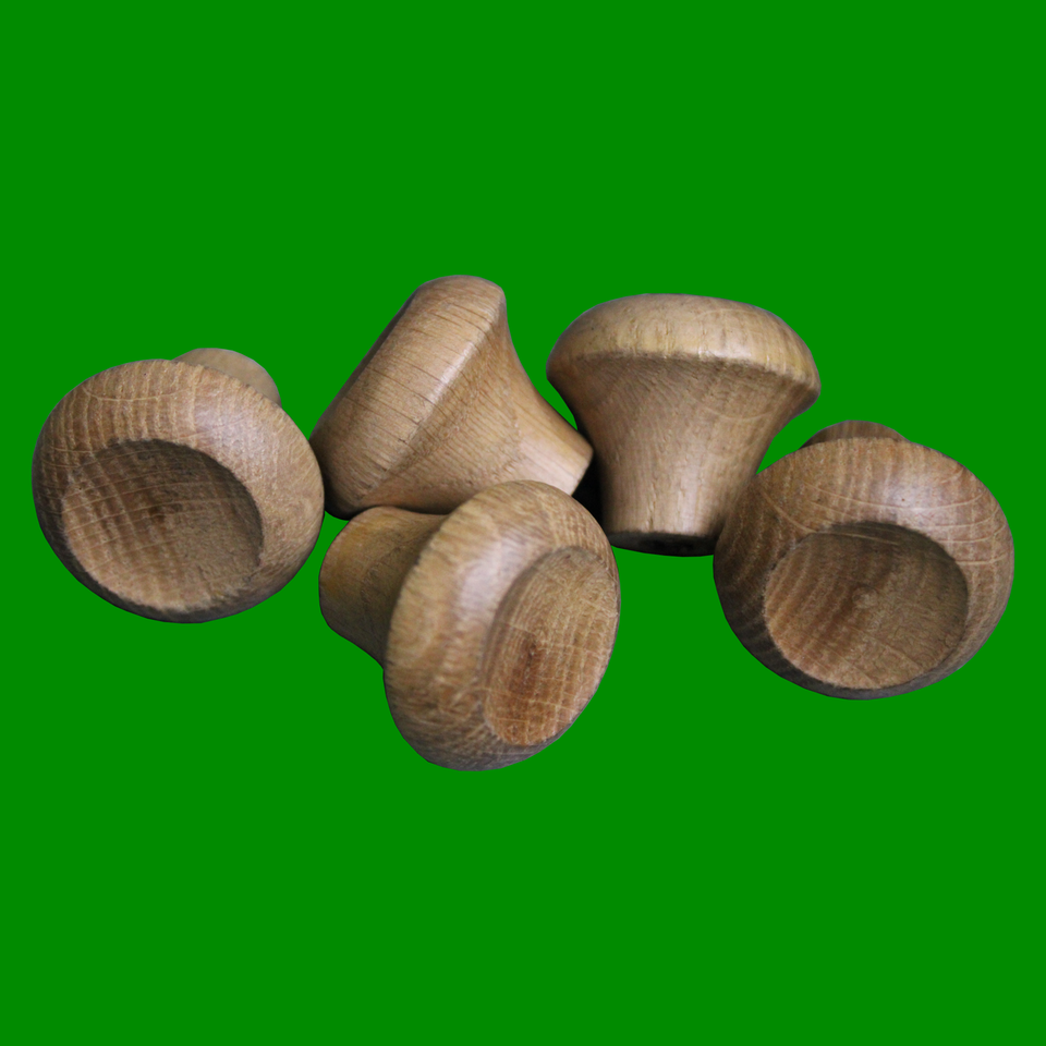 Small Concave Wooden Oak Knob Pull Handle 32mm, Cabinet Drawer Kitchen ...