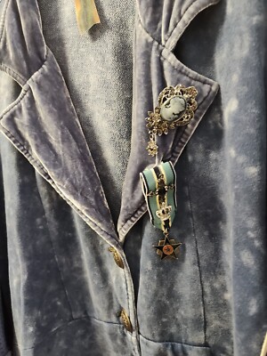 Aratta Coat Jacket Womens LARGE Midi BLUE Victorian Boho Gypsy Hobo ...