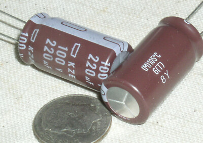 2 UNITED CHEMICON KZE 220UF/100V 220 MFD RADIAL ELECTROLYTIC CAPACITOR ...