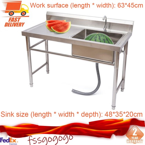 Commercial Kitchen Sink Prep Table w/ Faucet Single Compartment ...