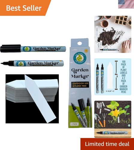 Fade-Resistant 4" Plant Markers with Permanent Ink Pens - 100 Labels ...