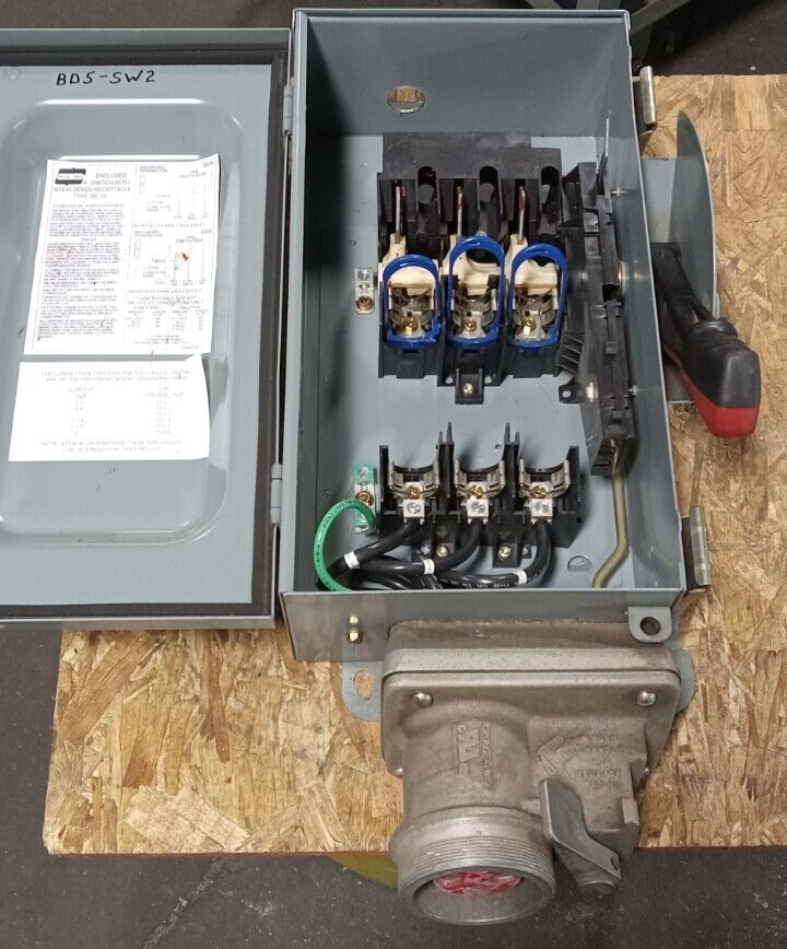 CROUSE HINDS 60 AMP FUSED 3R SAFETY SWITCH 3 POLE W/ ARKTITE 600 VAC ...