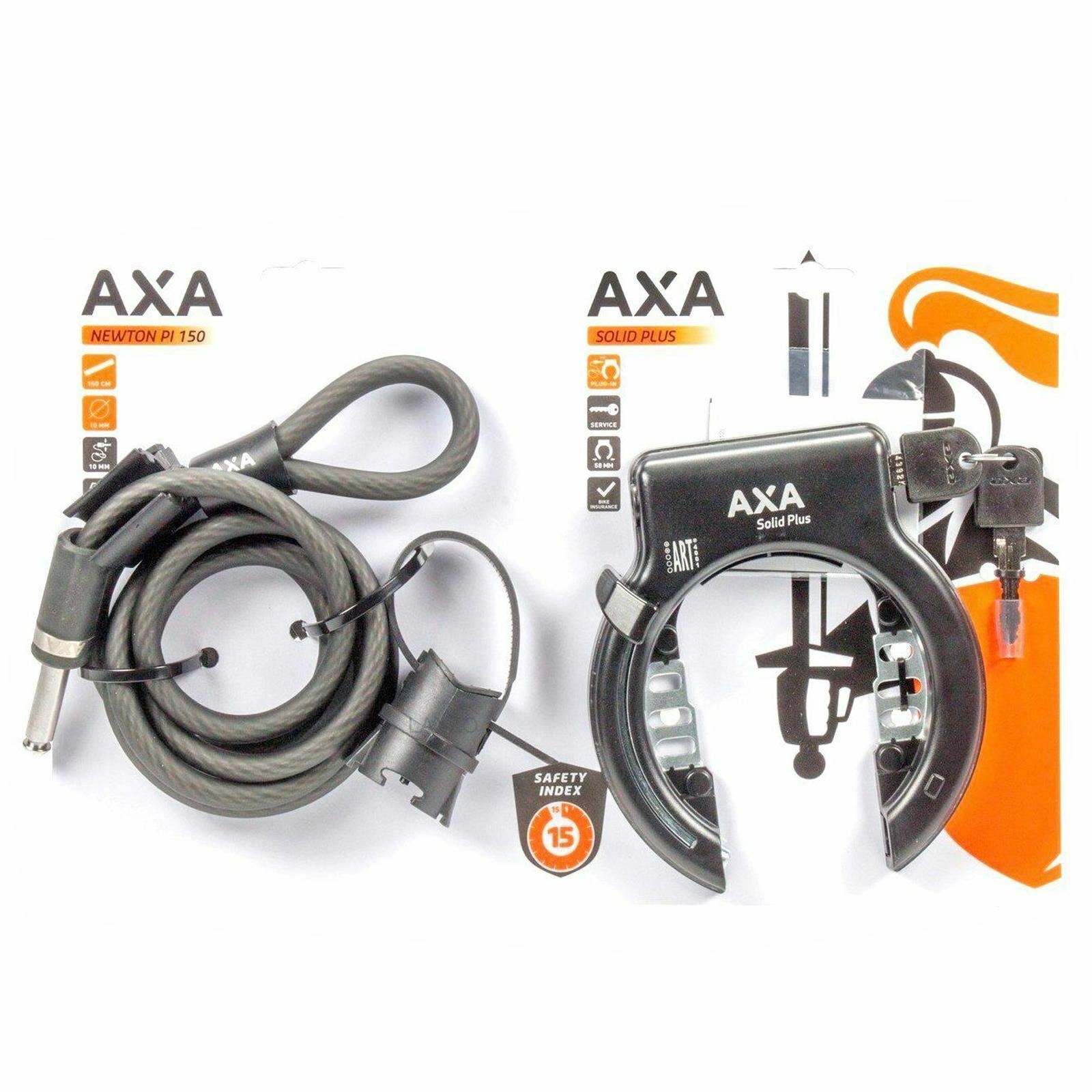 AXA Set Solid Plus Framelock & Newton PI (Plug-in) 150 Mudguard Lock ...