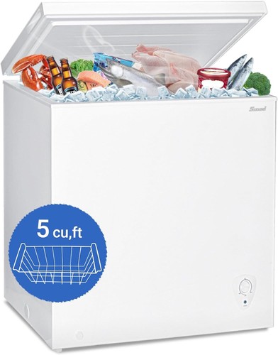 Chest Freezer 5 Cubic Feet Deep Freezer Frozen Food Storage Basket ...
