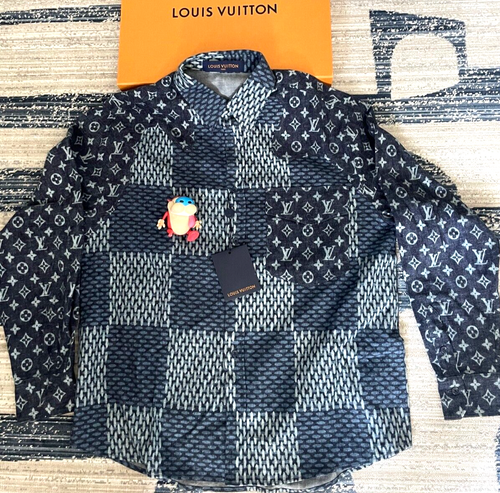 New Louis Vuitton Nigo Monogram Waves Blue Flannel Shirt S M L Tyler ...