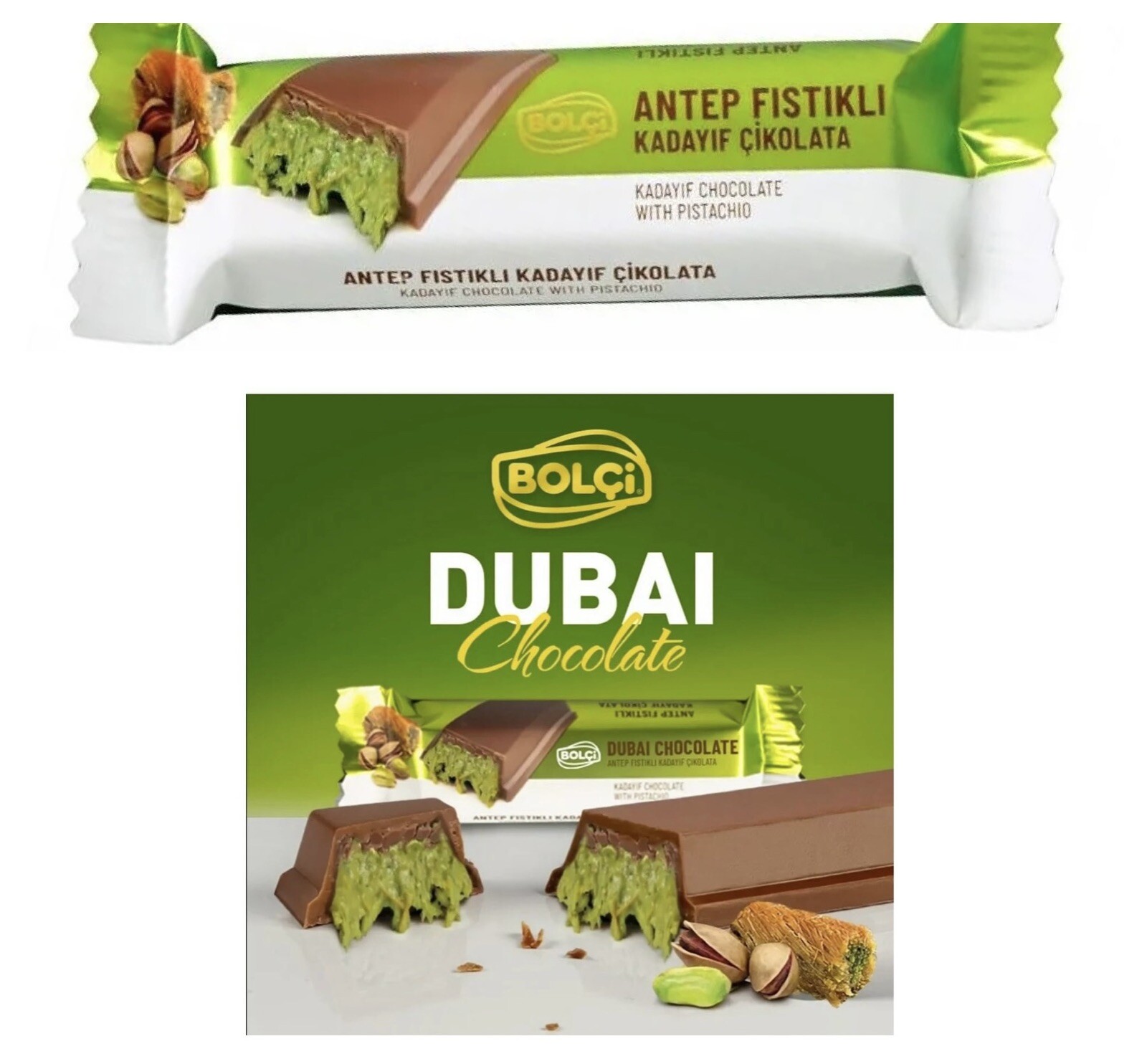 🌟Bolci Dubai Chocolate 30g Bar🌟Pistachio Kadayıf filling 🌟Famous Viral ...