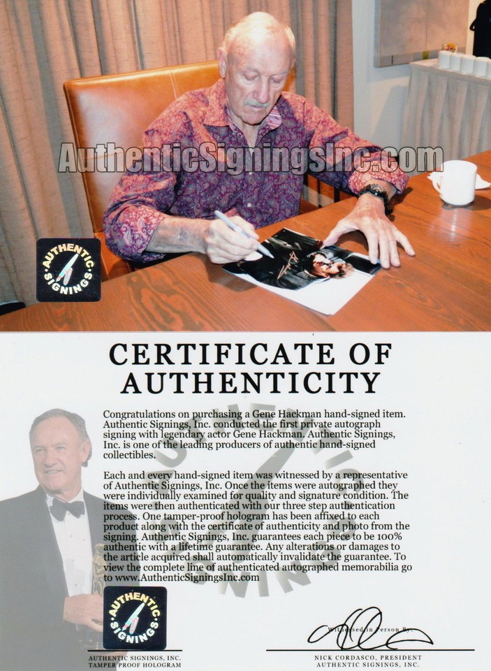 Gene Hackman Popeye Doyle Autographed French Connection 8x10 Gun Photo ...