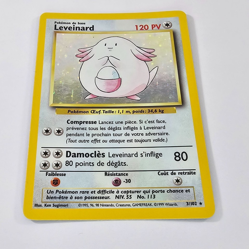 French Chansey Leveinard Pokemon Card Base Set HOLO 3/102 Vintage | eBay