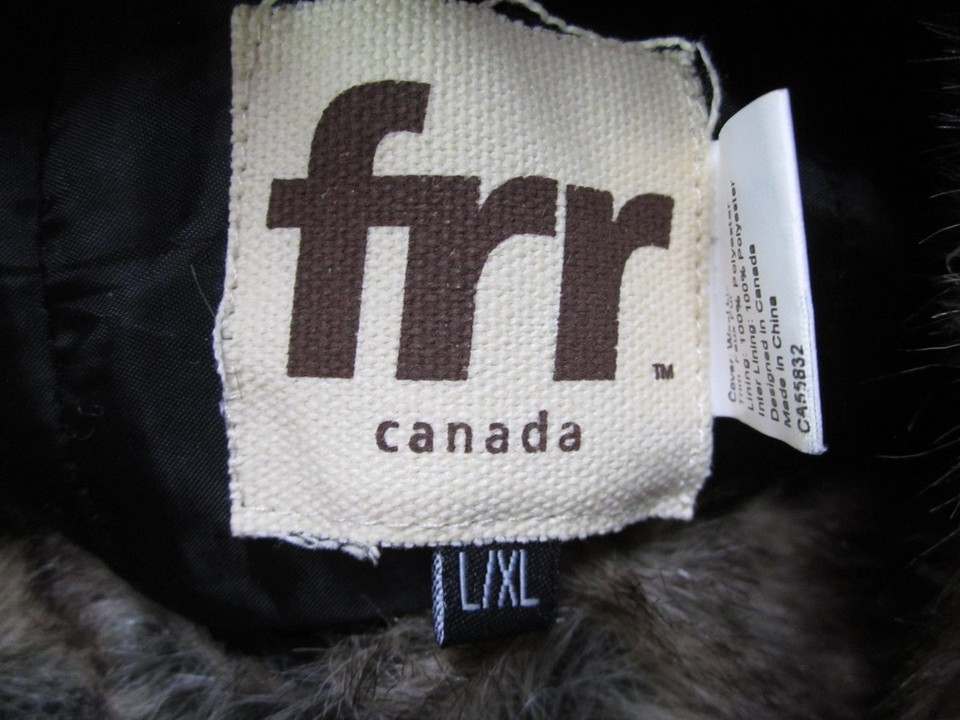 FRR Canada Hat Trapper Mens XL Red Plaid Faux Fur Ear Flap Ski Winter ...