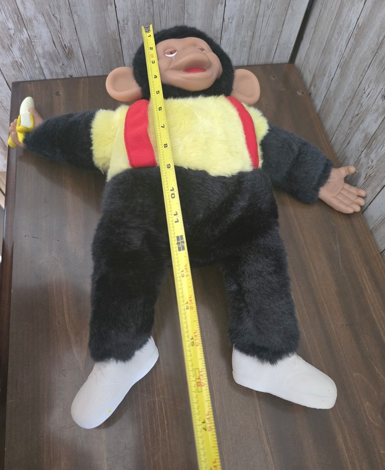 Vtg Mr. Bim Zippy 17" Plush Monkey Rubber Face Green Trading Banana ...