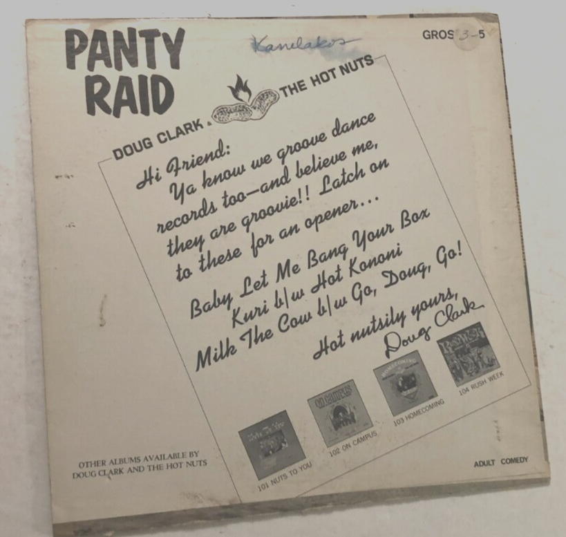 Doug Clark Hot Nuts Panty Raid Gross 105 Comedy Vintage 1965 Vinyl LP ...