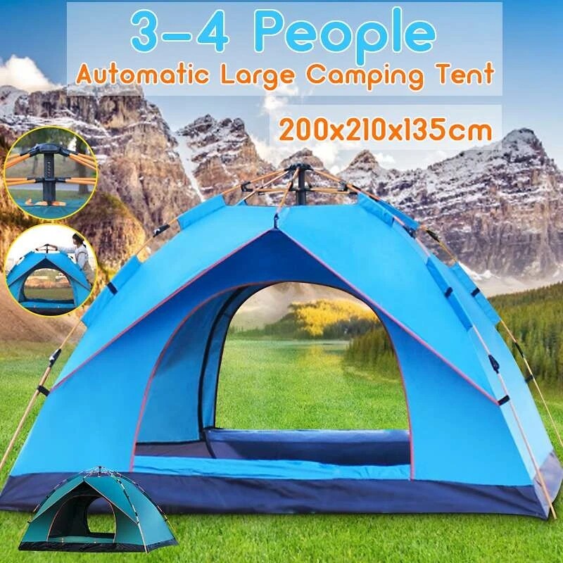 3-4 Person Automatic Quick Pop Up Tents Portable Instant Tent for ...