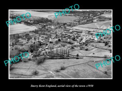 OLD 8x6 HISTORIC PHOTO OF STURRY KENT ENGLAND AERIAL VIEW OF THE TOWN ...