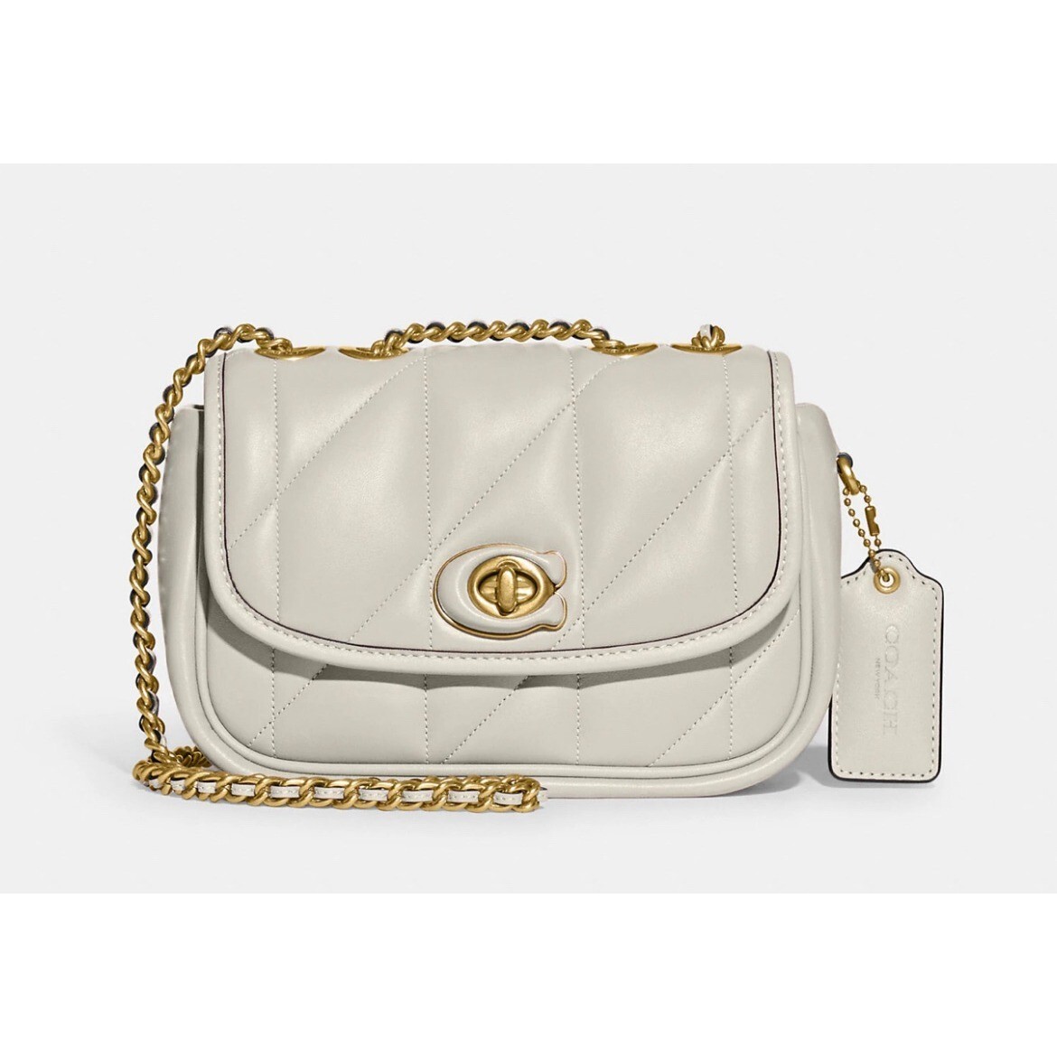 COACH Quilted Pillow Madison Shoulder Bag 18 Chalk | eBay