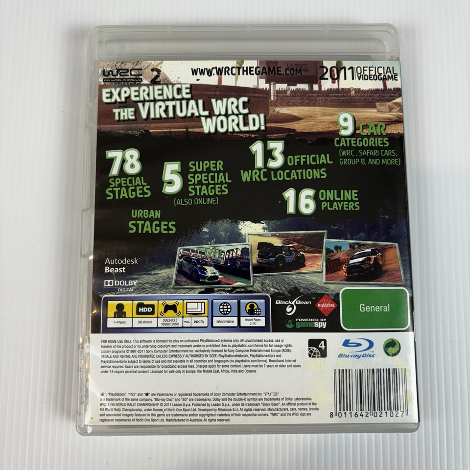 WRC 2 FIA World Rally Championship PS3 PlayStation 3 Complete With ...