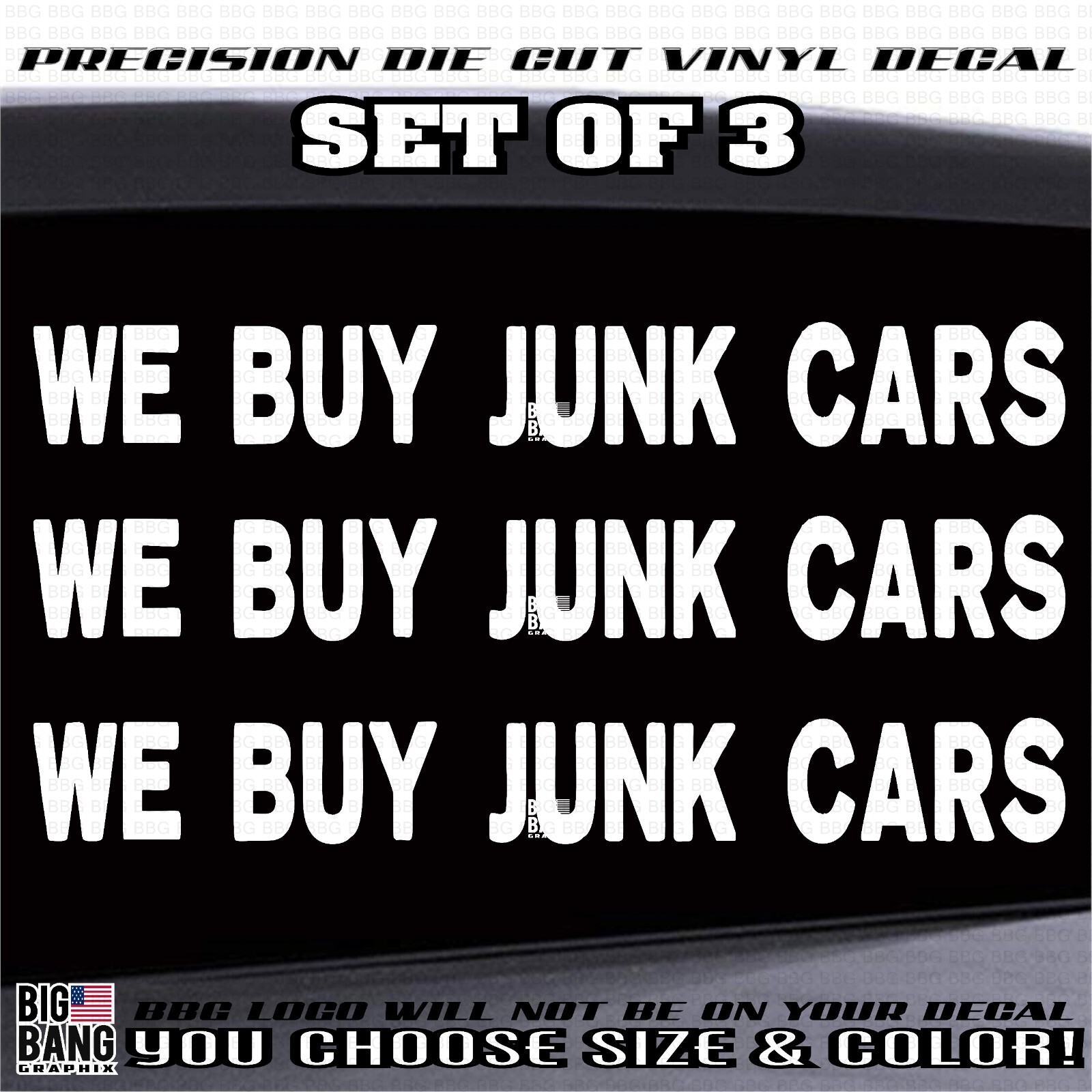 TOW TRUCK We Buy Junk Cars Vinyl Decal Sticker Wrecker Business ...